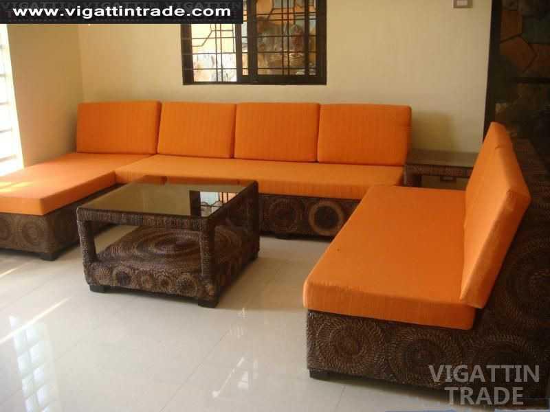 Rattan abd Abaca Corner Sofa Furniture, Sala Set, natural native ...